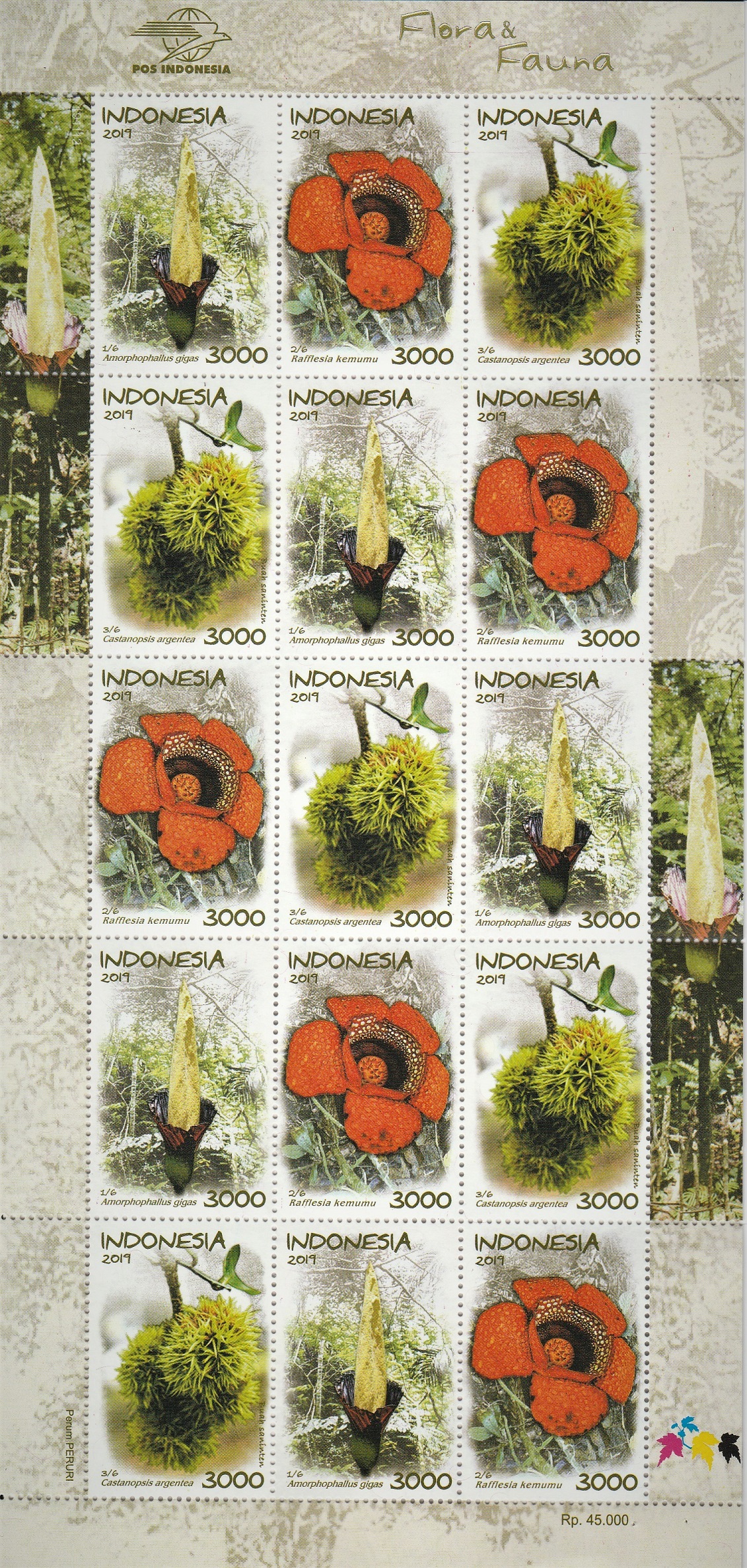 Perangko Full Sheet Flora & Fauna 2019 – Kantor Pos Magenta Room